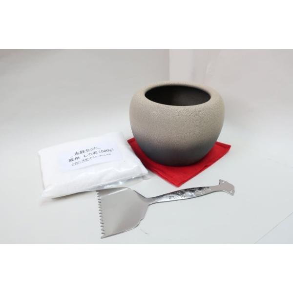 ミニ火鉢グレー黒　H10x14ｃｍ、灰ならし　毛氈　そこ砂付。灰皿、物入れ、インテリア可愛い火鉢です。