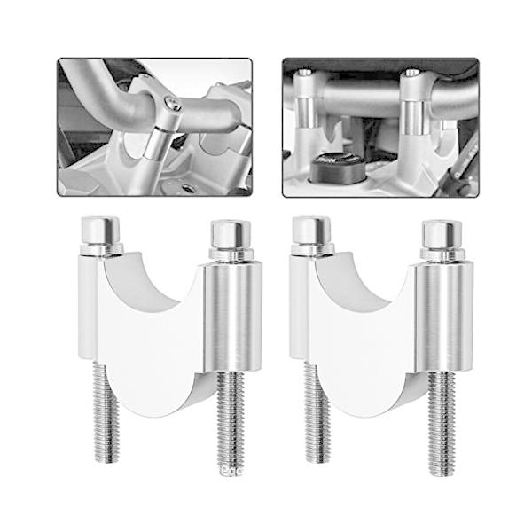 バイク、オートバイのハンドル位置を高くするためのスペーサー部品です。 ハンドル位置を上げることによりミラーの角度をカスタム調節したり、ナビやスマホを取り付けやすくしたりドレスアップの幅が広がります。材質・素材はアルミ合金 削り出し アルマイ...