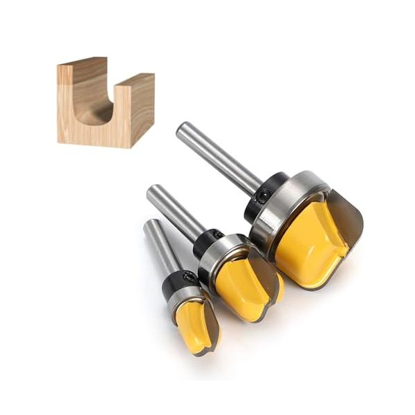 【精密加工】このディッシュビットは、6mm軸のルータービットで、木工の精密な加工を実現します。これにより、プロフェッショナルな仕上がりを簡単に得ることができ、作品のクオリティを一段と高めます。【多用途性】このトリマービットセットは、丸溝ビッ...