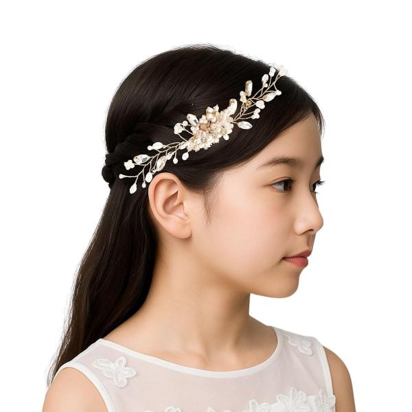 【華やかさをプラス】この子供用髪飾りは、ピアノ発表会やフォーマルな場でお子様の魅力を引き立てます。シンプルなヘアスタイルにこのアクセサリーを加えるだけで、特別な日の装いが一層華やかになります。【安心のフィット感】このヘアピンは、しっかりと髪...