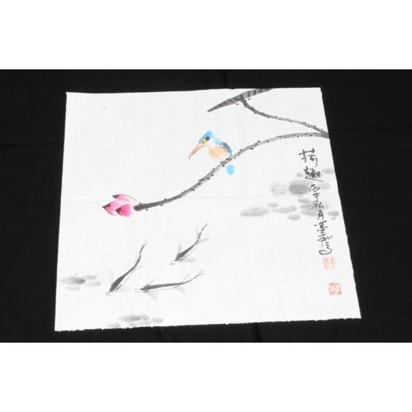 サイズ  約34ｃｍ×34ｃｍ  数量  1枚   状態   新品（本紙のシワ/微破れご了承ください）   ※本紙のみ出品になりますご注意ください。 中国墨彩画になります。印刷物ではございません、墨を使用して描いてある作品です。表装の本紙と...