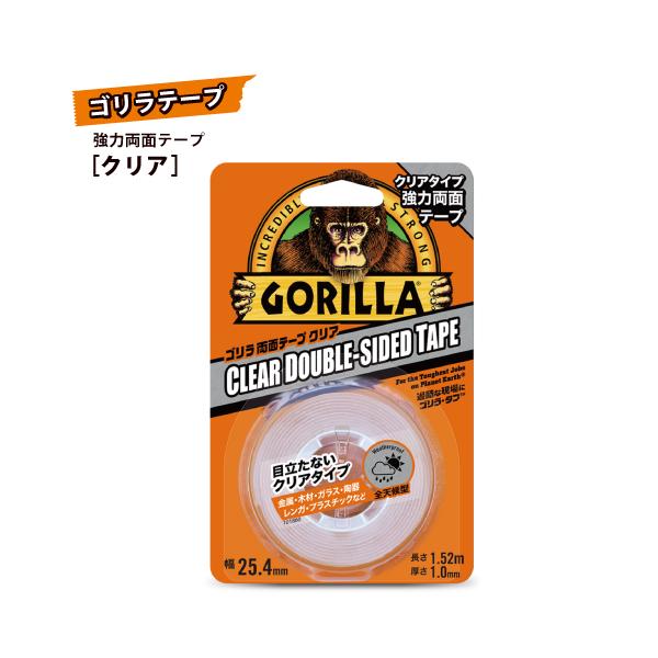 呉工業 ゴリラシリーズ ゴリラテープ ゴリラ粘着テープ 耐水性 透明 金属 木材 ガラス 陶器 レンガ プラスチック耐久性にすぐれ、これ一本で平滑面・粗面OK！目立たないクリアタイプ！■特徴・アクリル粘着剤で強力接着・全天候型・耐水性にすぐ...