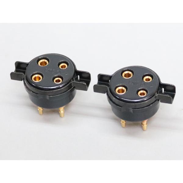 ■商品説明■・金メッキ 真空管ソケット 4ピン・2A3 300Bなどに適合・写真は使い回しです。■商品詳細■・取り付け穴寸法：27mm・取り付け穴ピッチ：35mm■販売単位■・1セット (2個)■商品状態■・新品(未使用品)■お支払方法■・...