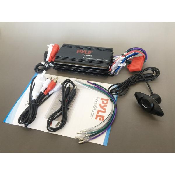 ■商品説明■・小型マリン用パワーアンプです。・水上バイクなどのオーディオの音量を大きくしたい人に!!・ボリュームコントローラー付きですので音量も付属のボリュームコントローラーにて調整可能です。■商品詳細■・本体サイズ：約L156mm×W87...