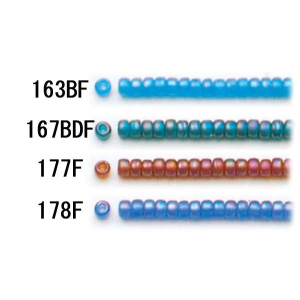 サイズ外径約2.0〜2.2mm（11/0）  入り数バラパック7g入　約670粒  加工の種類スキオーロラツヤ消し：無色透明または有色透明なビーズの表面にレインボー光沢の照りを加え表面をつや消し加工したもの。※ガラス特有の光沢や質感、微妙な...