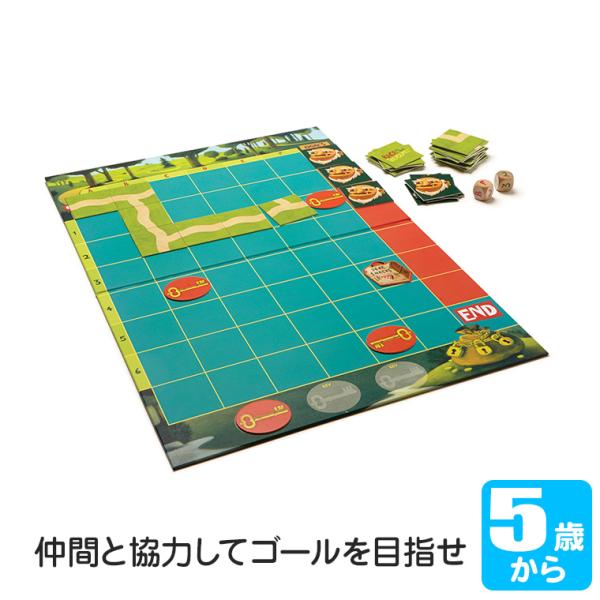 レース・トゥ・ザ・トレジャー DB2409悪いハンターが宝を狙っているぞ！仲間と協力して道を作って、ハンターより先にゴールを目指せ！(1)サイコロを振って「宝物のカギ」と「ハンターのお菓子」の場所を決めて、ゲームボードに配置しよう。(2)道...