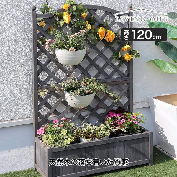 谷村実業 Living Out (リビングアウト) ヨーロピアンプランターフェンス 120 LO-010-812天然木の落ち着いた質感が、お花などの植物と調和するフェンス付きプランター。ヨーロピアンなデザインを手軽にお庭やベランダに取り込め...