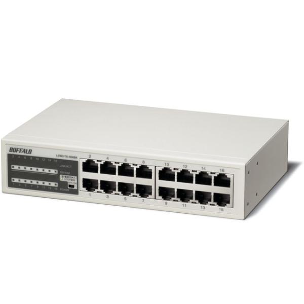 転送速度：10BASE-T(10Mbps)/100BASE-TX(100Mbps) ポート数：16