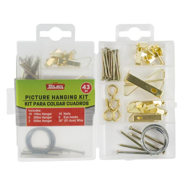 ■写真や証明書などを壁掛けする金具セット■10ポンド（約4.5kg）、30ポンド（約13.6kg）、50ポンド（約22.7kg）の掛金具、釘、よーと、36インチ（約91cm）ワイヤーが付属材質：スチール生産国：CHINA
