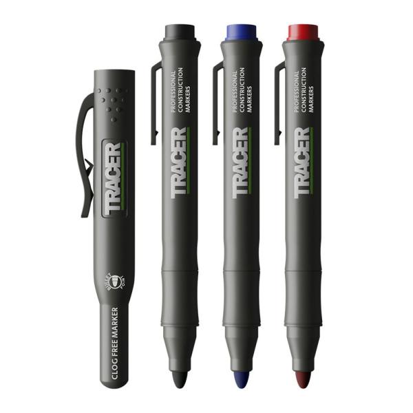 建設、現場などのプロフェッショナル用に設計されDIYにも最適な、TRACERマーカー3色3本セット●ブラック、ブルー、レッドの3色セット●汚れた場所でもマーキングが容易なClog Free●セラミック、プラスチック、木材、金属などあらゆる場...
