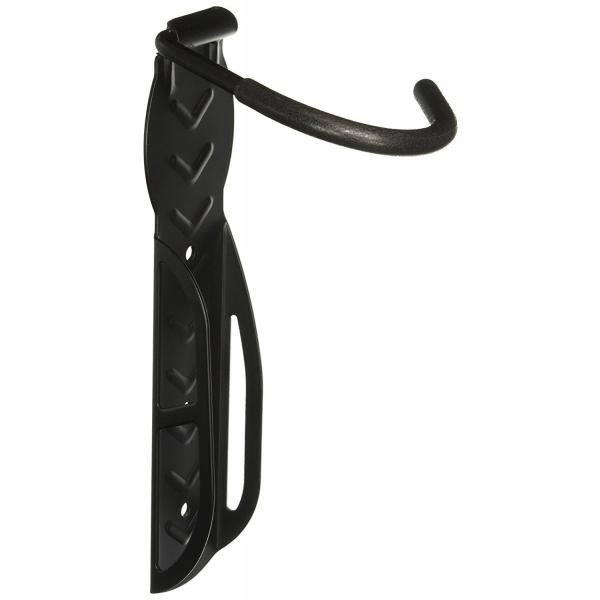 壁取付型自転車収納フック。縦型に自転車収納するので、省スペースでの収納が可能。ビス穴４か所。木用ビス４本付属。収納時、タイヤガイドが付属しているので、収納しやすい。材質：スチール製造国：CHINA※設置壁は取り付けネジが効く場所をお選びくだ...