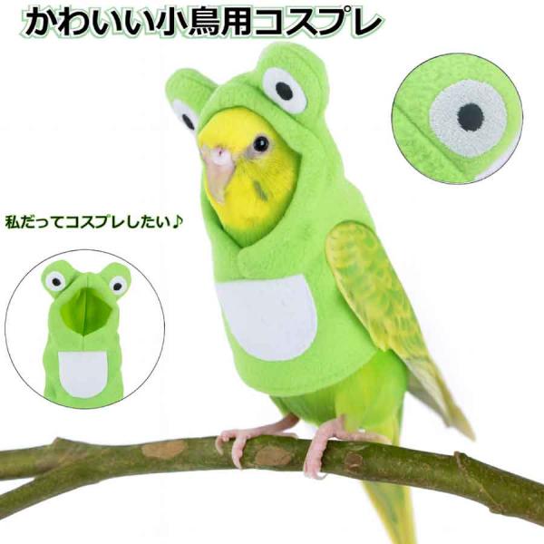 鳥 おもちゃ 小鳥 インコ オウム コスプレ カエル 服 プレゼント メール便 送料無料注意事項：長時間の着用は避け、飼い主の目の届く範囲でご使用ください。サイズは実測でご確認ください。