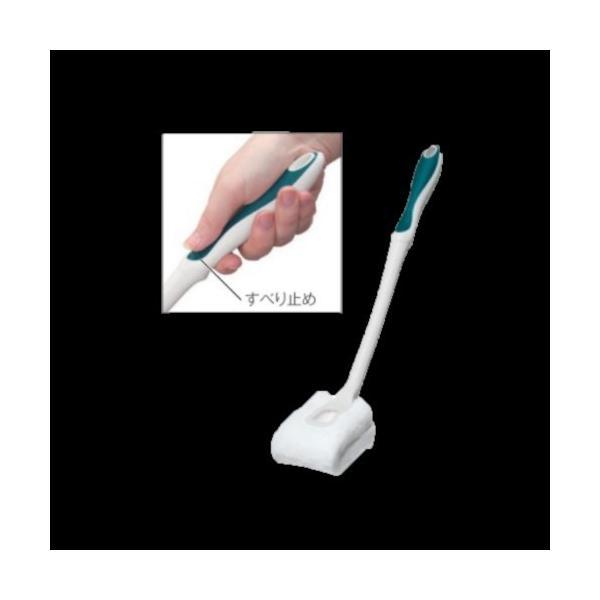 研磨剤スポンジ付トイレブラシです。滑り止め付のグリップと抗菌加工が特徴的です。全長(mm)：約385重さ(g)　 ：約70