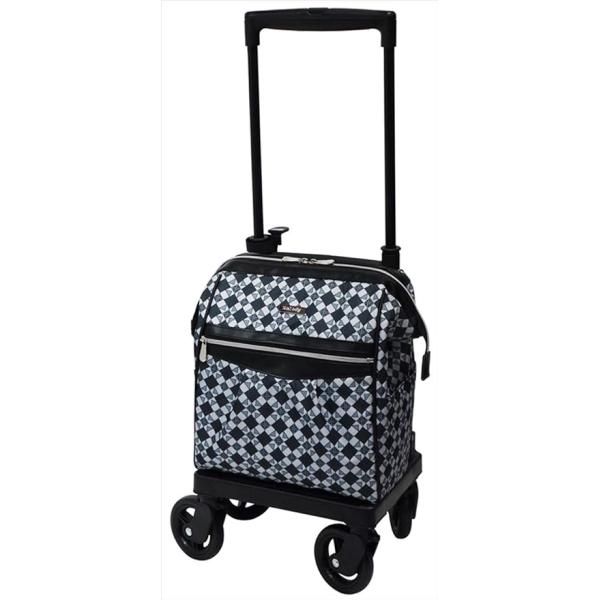 足さばきが楽な横押しで使用できるサイドカータイプのショッピングカートです。バッグの開口部分は口金入りなので、がま口風に大きく開きます手元の操作でハンドルの高さが簡単にアップダウンする「ワンタッチ式アップダウン機能」付です。(高さ5段階、約4...