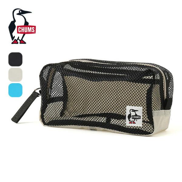 中身が見えて整頓らくらく、水辺のアクティビティやアウトドアで活躍するメッシュ素材のポーチ■ブランド名：CHUMS ■商品名：メッシュポーチ ■商品型番：CH60-3932 ■カラー：ブラック【CH60-3932-K001】,グレージュ【CH...