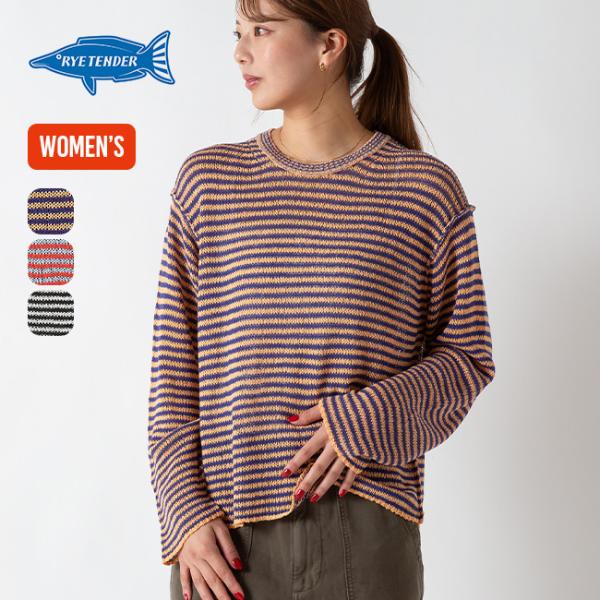 綿リネンの春夏らしい爽快な素材を針抜き編みシアートップス。■ブランド名：RYE TENDER ■商品名：オントラトップ ■商品型番：10182500 ■カラー：オレンジ×ブルー【010182500-169】,スカイ×レッド【01018250...