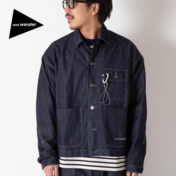 COOLMAXの糸を使用した吸水速乾性のあるオリジナルストレッチデニムの一重のライトなムードのジャケットです。■ブランド名：and wander ■商品名：ドライイージーデニムシャツジャケット ■商品型番：5746181100 ■カラー：ネ...