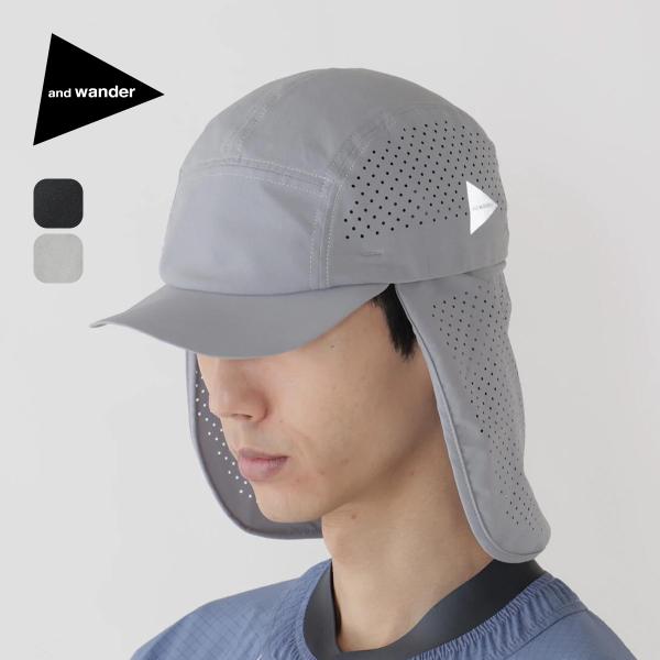 着脱可能なネックカバー付きの３シーズン対応アウトドア用キャップ■ブランド名：and wander ■商品名：テックキャップ ■商品型番：5745976239 ■カラー：ブラック【5745976239-010】,グレー【5745976239-...