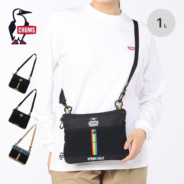 日常使いからアウトドアまで軽快に楽しめる、“Spring Daleシリーズ”のサコッシュ■ブランド名：CHUMS ■商品名：スプリングデールサコッシュ ■商品型番：― ■カラー：ブラック／レインボー【CH60-4103-K042】,ブラック...