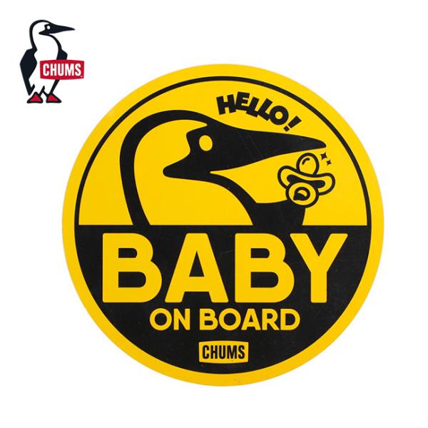 「BABY ON BOARD」（赤ちゃんを乗せてます）のマグネットシート■ブランド名：CHUMS ■商品名：ベビーオンボードマグネット ■商品型番：CH62-2139 ■カラー：ー ■サイズ：H 15.5 × W 15.5 cm ■素材：表...