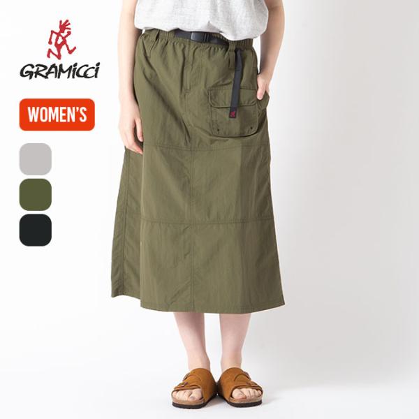 アクティブにも街にもフィットする、軽量ナイロンのユーティリティスカート■ブランド名：GRAMICCI ■商品名：ナイロンユーティリティスカート【ウィメンズ】 ■商品型番：G6SW-SK037 ■カラー：エクリュ,オリーブ,ブラック ■サイズ...