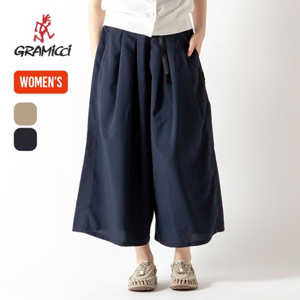 広がりのある足元が特徴的なワイドレッグパンツ■ブランド名：GRAMICCI ■商品名：リネンライクフレアパンツ ■商品型番：GLP6-S2026 ■カラー：ミルクティー,ミッドナイト ■サイズ：S,M,L ■素材：ポリエステル100％ ■重...