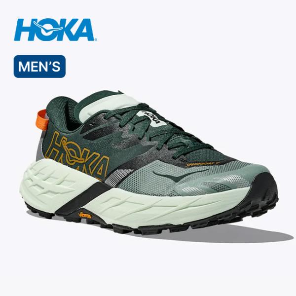 高いグリップ力と反発性でテクニカルな路面を克服■ブランド名：HOKA ■商品名：スピードゴート7 メンズ ■商品型番：1171928 ■カラー：ベイリーフ／シーグラス【1171928-BFS】 ■サイズ：7(25cm),7.5(25.5cm...