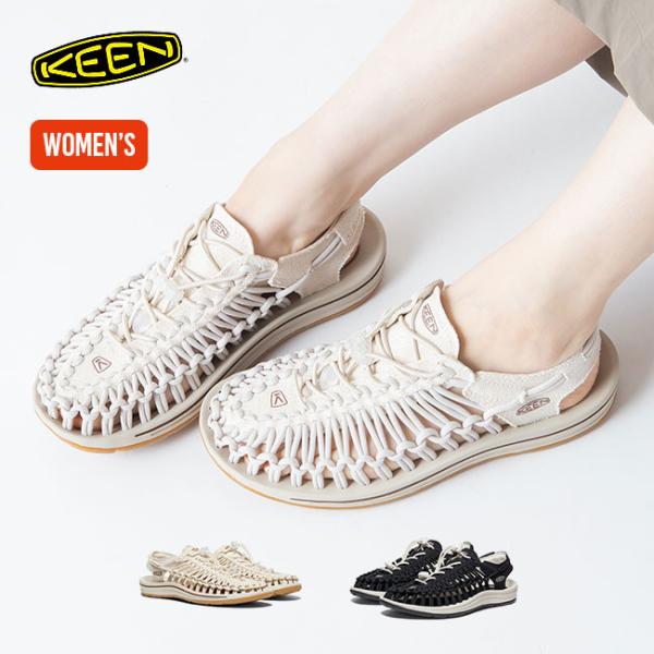 2本の紐と1枚のソールから作られた、次世代のスニーカー。■ブランド名：KEEN ■商品名：ユニーク キャンバス【ウィメンズ】 ■商品型番：? ■カラー：ナチュラルキャンバス／バーチ【1026231】,ブラック／バーチ【1028565】 ■サ...