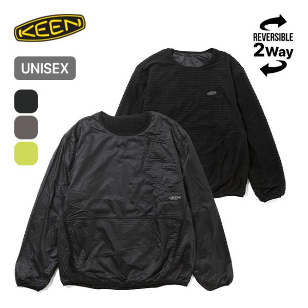 撥水・透湿性を備えた、リバーシブル仕様のクルーネック■ブランド名：KEEN■商品名：ナイロンリバーシブルプルオーバークルー ユニセックス■商品型番：1033267■カラー：ブラック／ブラック【1033267】,スチールグレー／ブラック【10...