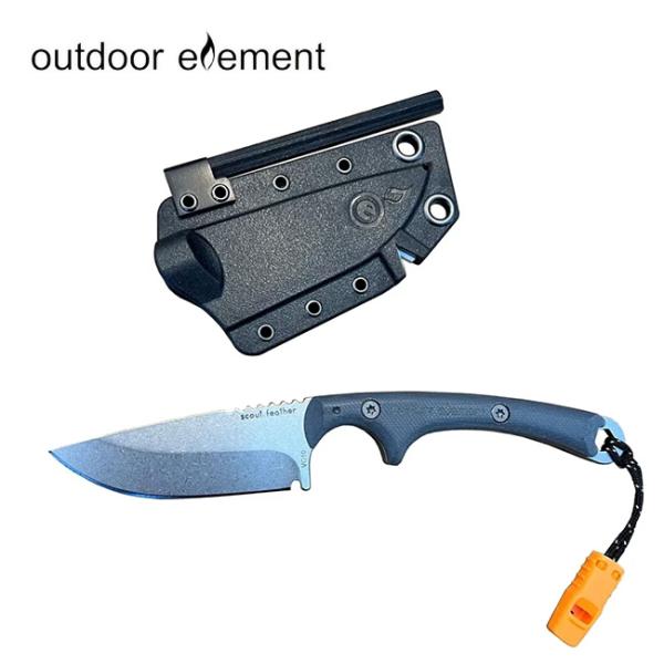 オールインワンのサバイバルナイフ■ブランド名：outdoor element ■商品名：スカウトフェザーナイフ ■商品型番：61120 ■カラー：ー ■サイズ：14 x 5.3 x 1.3cm(刃渡7cm・全長167mm) ■素材：VG10...