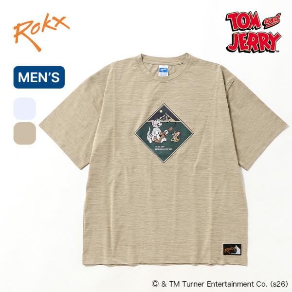 トムとジェリーのかわいいイラストがアクセントのコラボTシャツ■ブランド名：ROKX×Tom＆Jerry■商品名：プレイイングTEE■商品型番：RXMS264221■カラー：ホワイト,ベージュ■サイズ：M,L,XL■素材：ポリエステル100%...