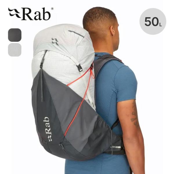 軽量装備で長距離を踏破するハイカーのために設計された、タフで洗練された50Lパック■ブランド名：Rab ■商品名：ムオン50 ■商品型番：QAP-48 ■カラー：ブラック,ピューター／グラフェン ■サイズ：75×35×30cm ■背面長：4...