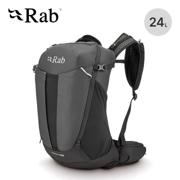 暑い日中のハイキングに欠かせない高機能パック■ブランド名：Rab ■商品名：エアロックス24 ■商品型番：QAQ-10 ■カラー：ブラック ■サイズ：M(54×29×27cm) ■背面長：46〜51cm ■素材：140Dナイロン（69%リサ...