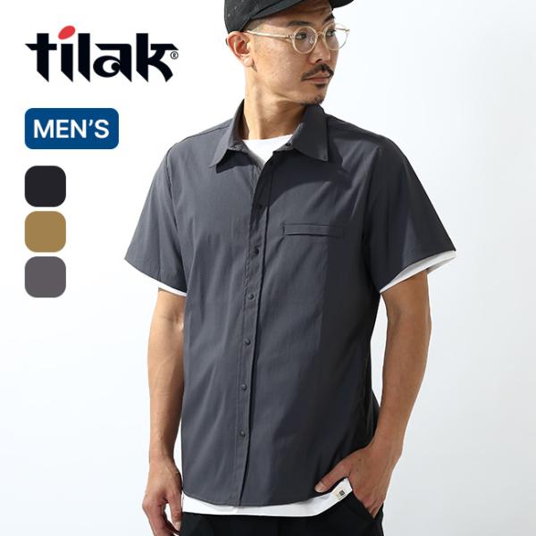 撥水性、透湿性、またストレッチ性に富んだショートスリーブシャツ■ブランド名：Tilak■商品名：ナイトシャツ S／S■商品型番：26ss-43331■カラー：ブラック,ブロンズブラウン,エボニーグレー■サイズ：M,L■素材：Lightwei...