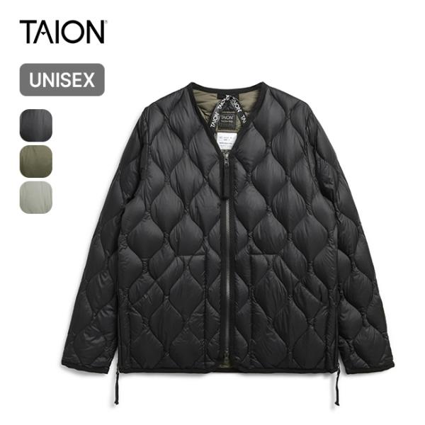 柔らかく着心地を重視した、ミリタリーダウンジャケット■ブランド名：TAION ■商品名：ミリタリーVネックWジップダウンジャケット ユニセックス ■商品型番：TAION-101ALSZML-1 ■カラー：ブラック【TAION-101ALSZ...