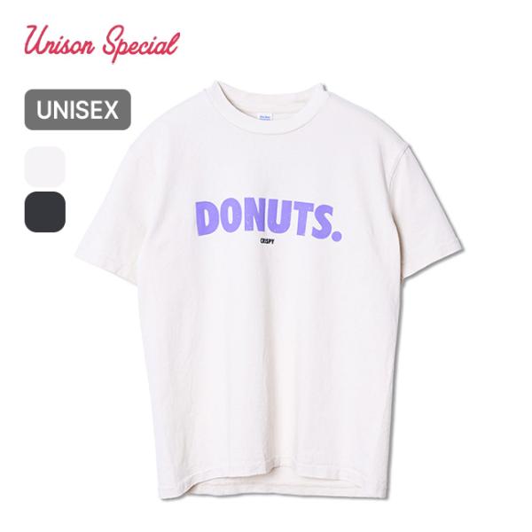 存在感のあるタイポグラフィが目を引くグラフィックTシャツ■ブランド名：Unison Special■商品名：ジャイアントPG(ドーナツ)■商品型番：US011-052■カラー：ナチュラル,ブラック■サイズ：M,L,XL■素材：cotton1...