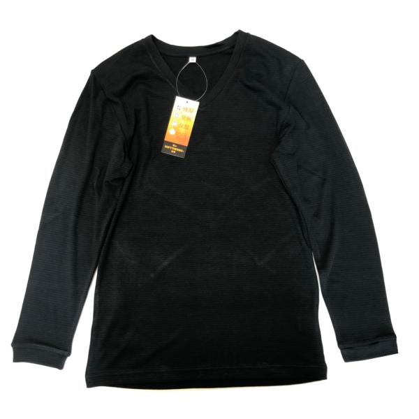 吸湿、発熱、保温に優れた東レのソフトサーモ（SOFTTHERMO）使用のVネック長袖シャツ。袖を通すとさらさらで着心地抜群！体から出る水分を素早く吸収→キャッチした水分を熱へ変換→暖まった空気をキープする仕組みです。サイズM・・・胸囲88〜...