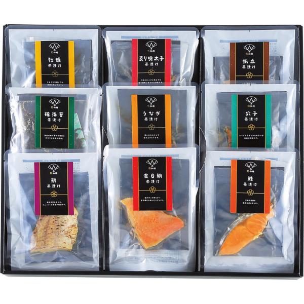 ●お茶漬け（金目鯛・穴子・鮭・鯛・帆立・鰻・磯海苔・牡蠣・炙り明太子）各１、だしつゆ×９、具材×９