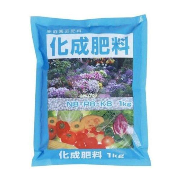 使いやすい化成肥料肥料の三要素（チッソ・リンサン・カリ）が入った粒状肥料です。花木、野菜などあらゆる植物にすばやい効き目を発揮します。