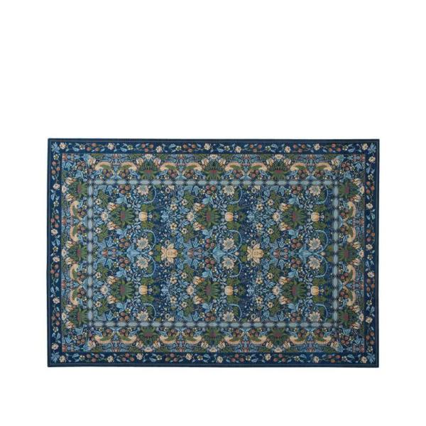 川島織物セルコン Morris Design Studio イチゴドロボウ ラグ 約140×200cm KF1709 B ブルー 　時代を超えて愛されるウィリアム・モリスの代表作の一つ 時代を超えて愛されるウィリアム・モリスの代表作の一つで...