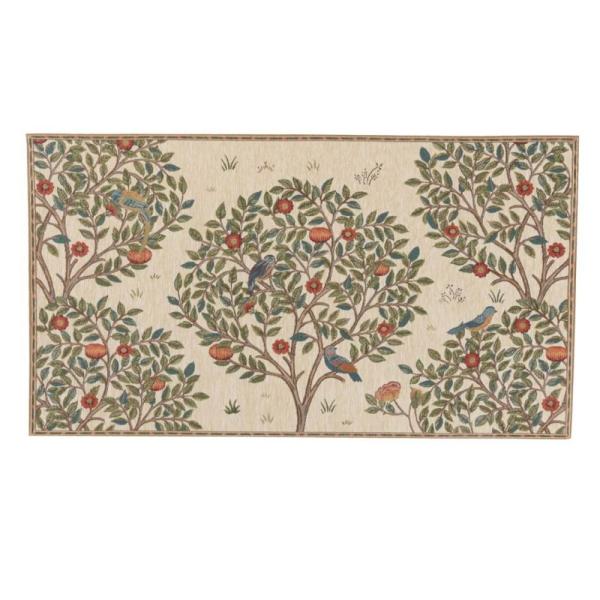 川島織物セルコン Morris Design Studio ケルムスコットツリー マット 約68×123cm FH1711A  I アイボリー　カーテンをヒントに刺繍で表現したデザインをマット用にアレンジ ウィリアム・モリスの次女メイが別荘...