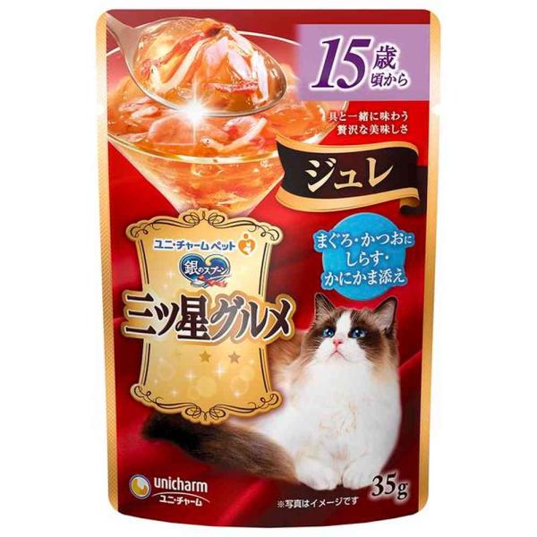 具と一緒に味わう贅沢な美味しさ<br>お魚のうまみがたっぷりなとろけるジュレが、お魚の身とからんで一緒に食べやすく、贅沢なおいしさを実現。<br>１５歳頃からの愛猫の健康維持を考えて、ビタミンＥＢ群を調整<br...