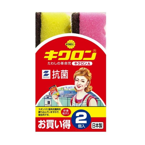 キクロンAのお買い得なパック。「洗う・磨く」2つの機能を兼ね備えた貼り合わせスポンジたわしで、研磨力・耐久性に優れたロングセラー商品。