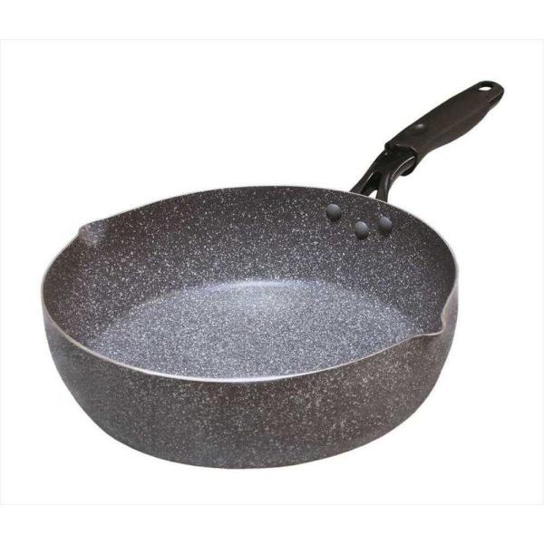 焼く・炒める・煮る・茹でるなどマルチに活躍する便利な深型です。耐久性抜群！耐摩耗試験10万回クリアのストーンマーブル加工。