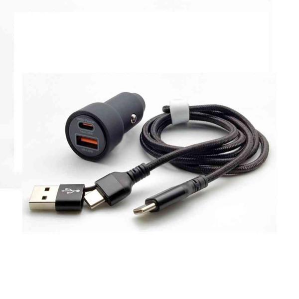 ●DC12／24V共用●PD 30W+QC3.0 30W （同時使用時60W）●スマホはもちろんタブレットも快適充電。●車内でのモバイル機器の充電はこの1台でラクラク快速。●編み込みCCケーブル付き+USB-Aコネクタ付き●LED内蔵