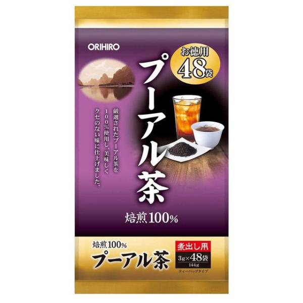 １）厳選プーアル茶１００％使用　　じっくり丁寧に焙煎し、プーアル茶独特の風味を生かした美味しく癖のない味に仕上げました２）冬はホットで、夏はアイスで　　お好みに合わせて日頃の健康茶としてお召し上がりください３）お得な４８袋入り４）残留農薬3...