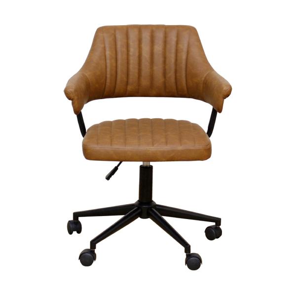 ●レトロでオシャレな肘付オフィスチェアー。●座面はガス圧式昇降で上げ下げも楽々。●肘を外してもご利用可能。●座面高：45-55cm。●カラー：グレー色。●生産国：中国。