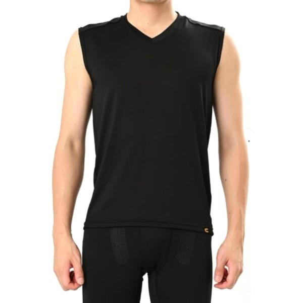 『身に着ける温泉浴』コロバニィのVネックアンダーノースリーブです。_x000D_太い神経が通っている脊椎部分と、コリが出やすい部分にスパオール加工を施しており、サポーター本体から発する微弱電磁波が、深い休養をサポートします。_x000D_ま...