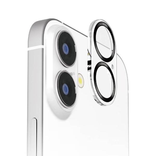 色鮮やかなカメラレンズのフチが特徴的なiPhone 16 / 16 Plus 2眼カメラ用 カメラフルプロテクター クリア/ブラックです。光線透過率96%の表面硬度10H光沢ガラスと薄くて耐久性に優れたアクリル素材で一体成形されており、端末...