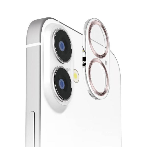 色鮮やかなカメラレンズのフチが特徴的なiPhone 16 / 16 Plus 2眼カメラ用 カメラフルプロテクター クリア/ゴールドです。光線透過率96%の表面硬度10H光沢ガラスと薄くて耐久性に優れたアクリル素材で一体成形されており、端末...
